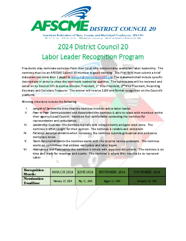 NEW--Labor Leader Recognition | District Council 20